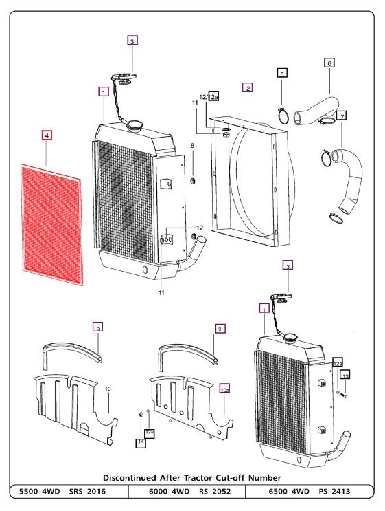 SCREEN FOR RADIATOR ON (EARLY) 6500 MAHINDRA TRACTOR (006000768F1)