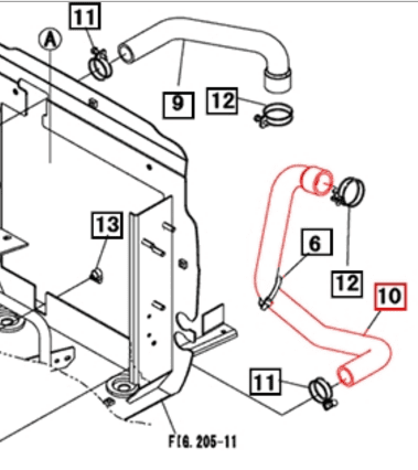 Mahindra Lower Radiator Hose 19450617000 for 1500, 16, & 1600 series ...