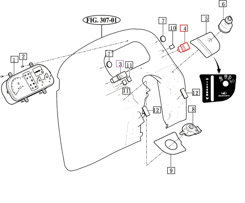 Mahindra PTO Dash Mount Switch - 15616743300 – Fits 10, 2500, and 2600 ...