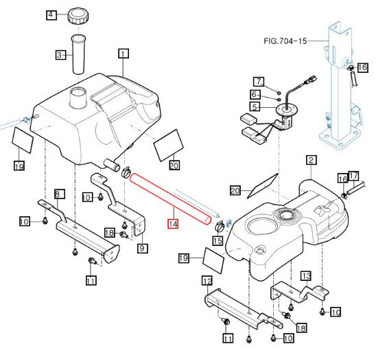 FUEL TANK CONNECTION HOSE FOR EMAX 20S TRACTOR (11611112400)