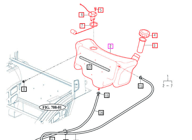 Mahindra Cab Fuel Tank Assembly (12397090000) - 2538, 2545, 2638, 2645