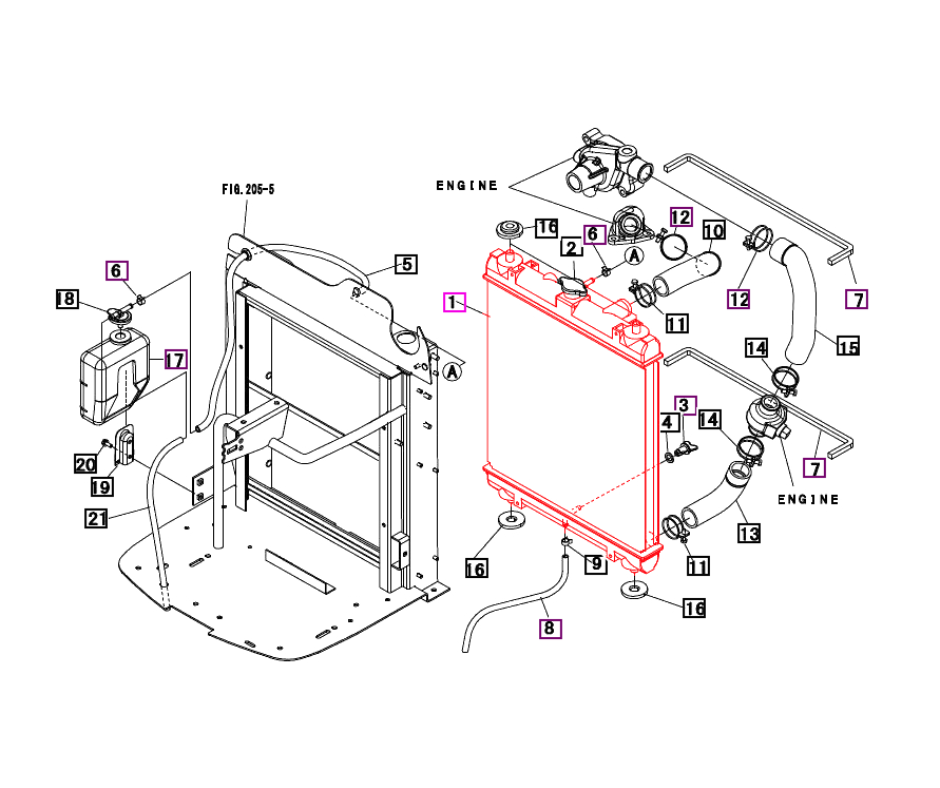 RADIATOR FOR MAHINDRA TRACTOR MODELS 1533, 1538, 1635, 1640 ...