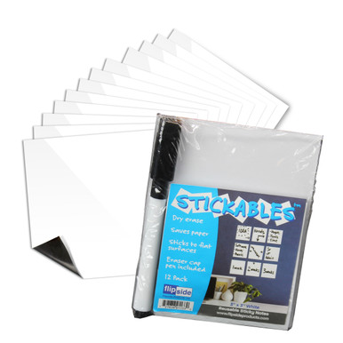 3" x 3" White Dry Erase Stickables w/ Dry Erase Marker - 4 Packs of 12 ...
