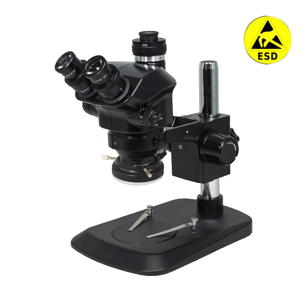 7-50X LED Light ESD Safe Post Stand Trinocular Zoom Stereo Microscope ...