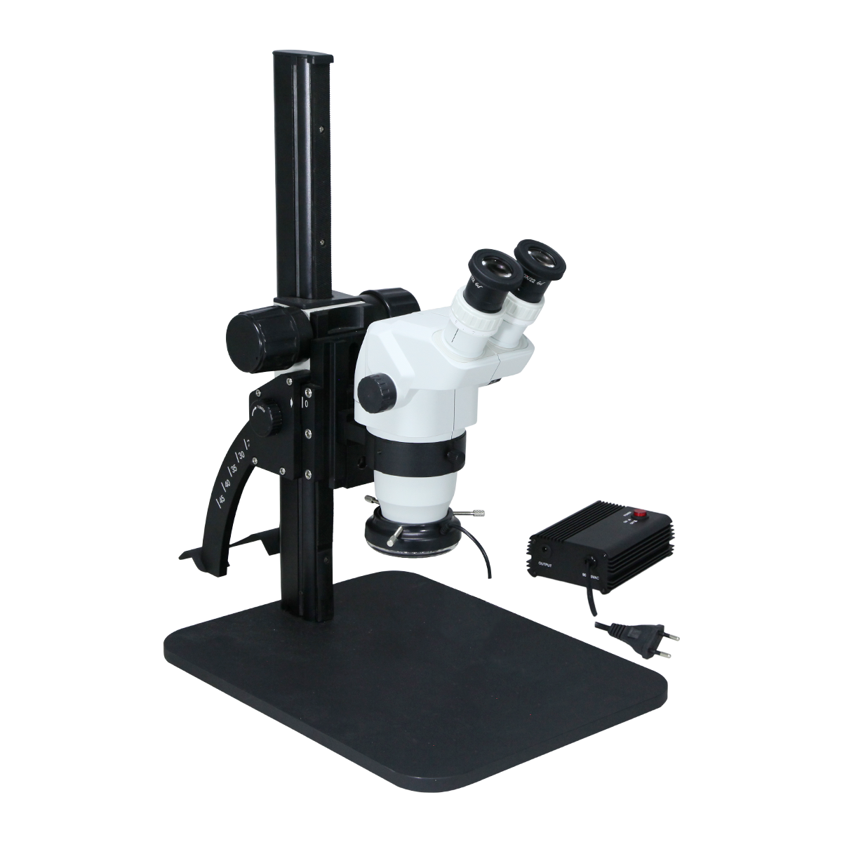 6.7-45X LED Light Curved Arm Stand Binocular Zoom Stereo Microscope ...