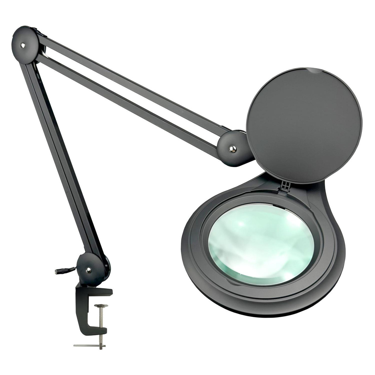 ESD SMD LED Magnifying Lamp with Clamp, 8 Diopter, 5 in. Lens + Flip ...
