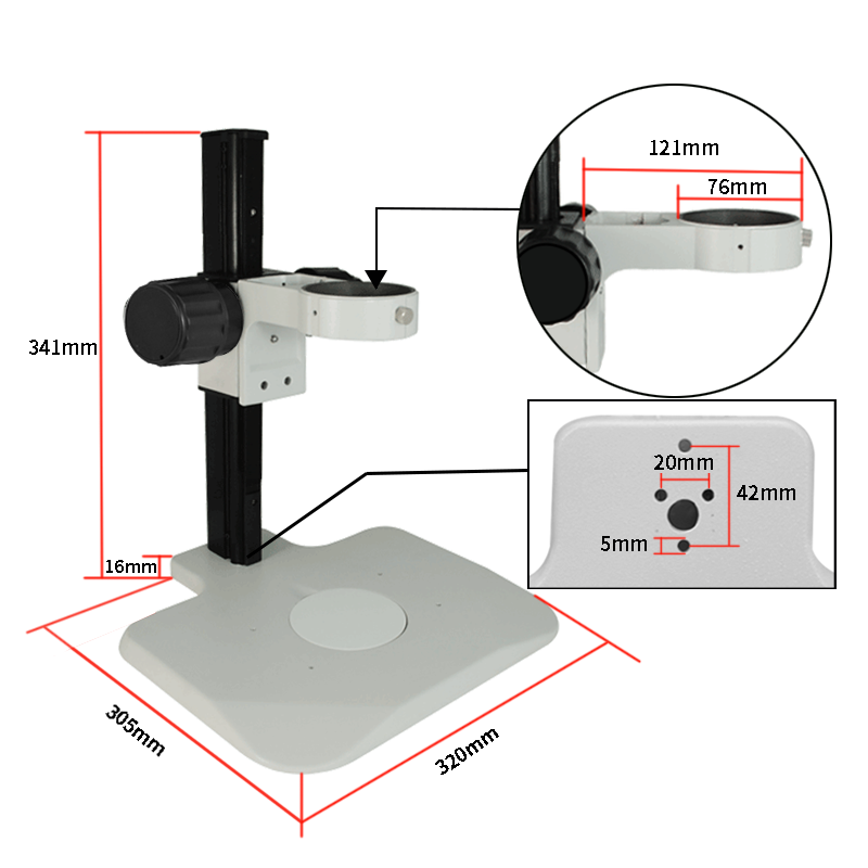 Microscope Table Track Stand, 76mm Focusing Rack, 325mm Track Length ...