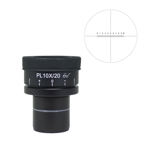 10mm/100 Div Eyepiece Field of View Dia. 20mm 10X Reticle Adjustable ...