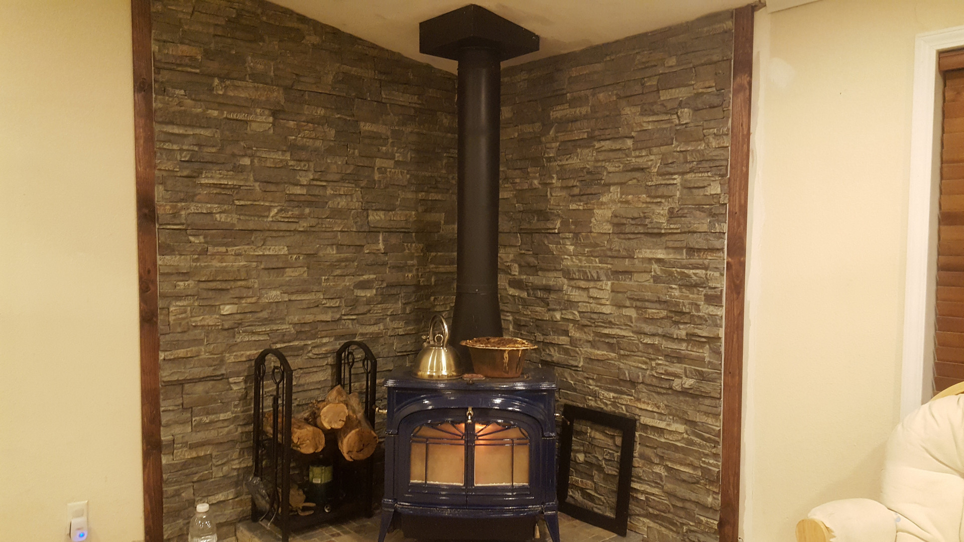 Creating a Stacked Stone Wall Behind a Wood Stove - Barron Designs