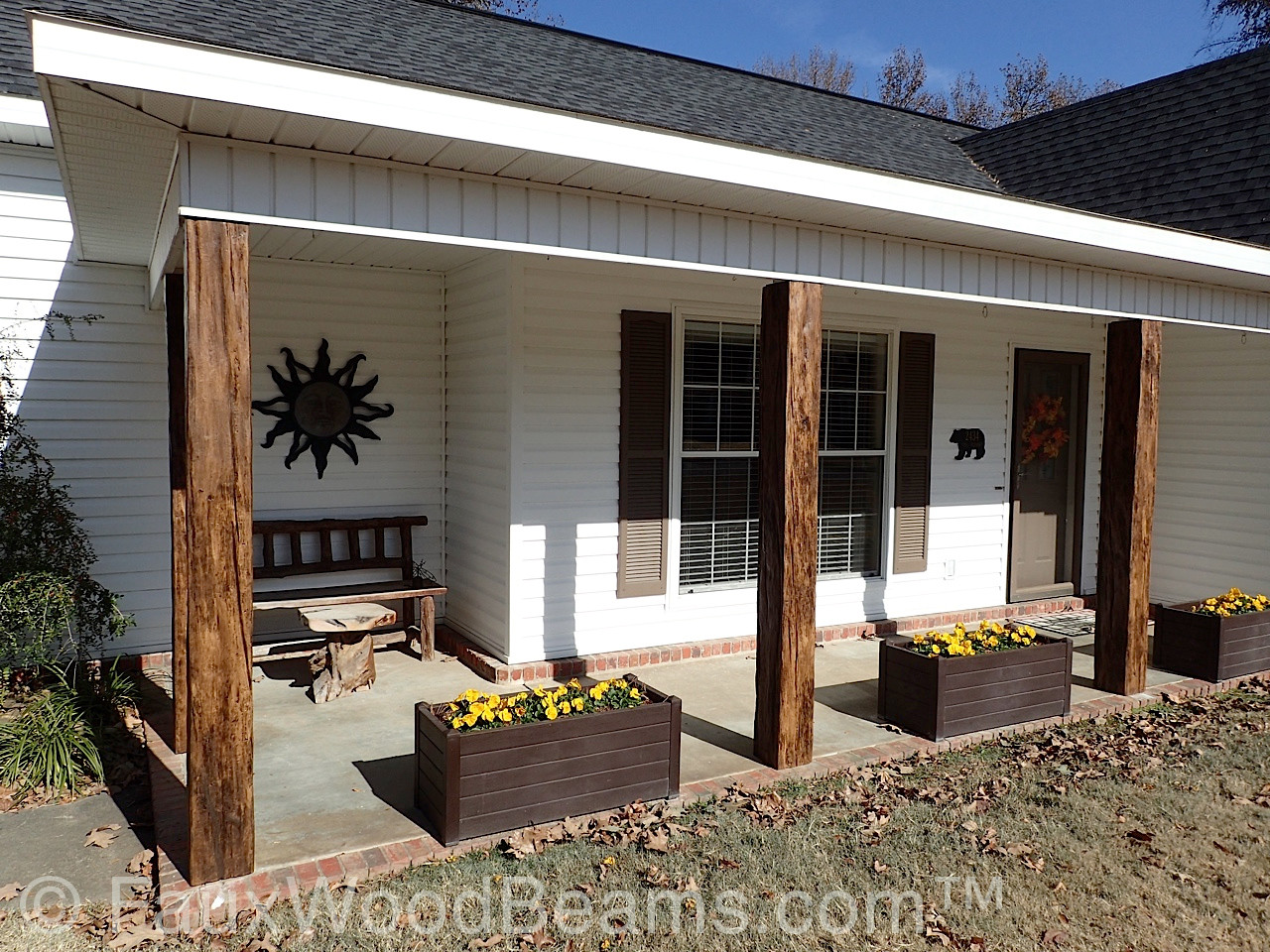 Front Porch Wood Beams With Timber Posts - Barron Designs