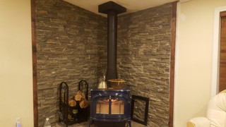 Creating a Stacked Stone Wall Behind a Wood Stove - Barron Designs