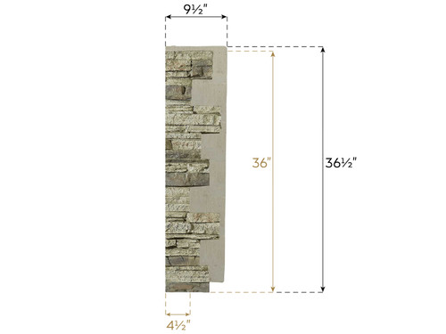 Colorado Dry Stack Faux Stone Left Endcap - Tall