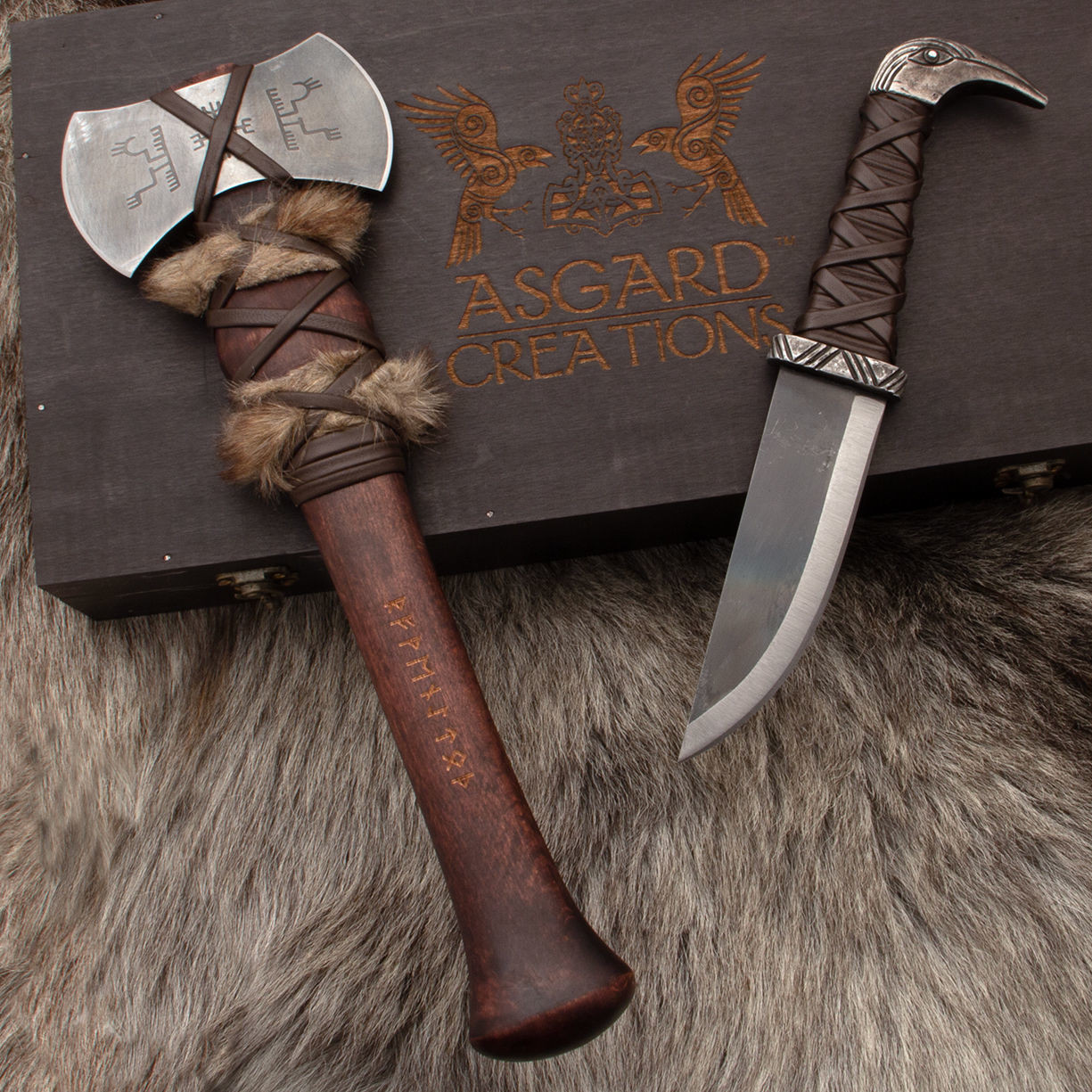 Asgard Creations Viking Axe & Knife Boxed Set - Museum Replicas