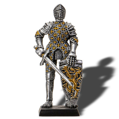 Miniature Knight Statue with Lion Rampant Shield