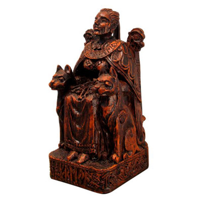 Seated Freya Statue Wood Finish | Shop Viking Shield