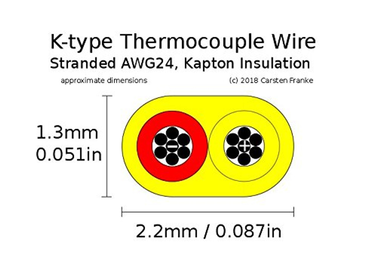 K-type Thermocouple with Kapton insulation 6 ft long