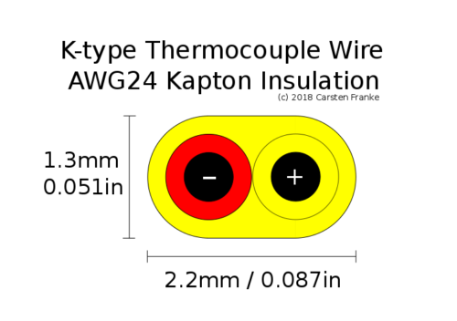 K-type Thermocouple with Kapton insulation 6 ft long