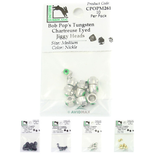 Bob Pop's Tungsten Chartreuse-Eyed Jiggy Heads - AvidMax