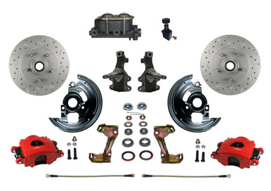 Manual Kit W/ 2" Drop Spindles Drilled Rotors & Red Calipers - LEED ...