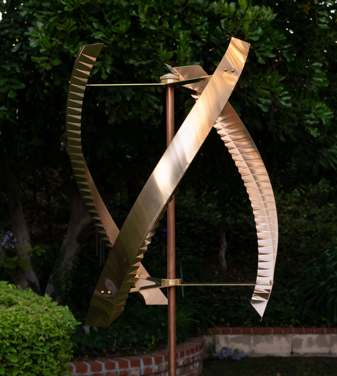 Stanwood Wind Sculpture: Kinetic Copper Triple Spinner - Standing ...