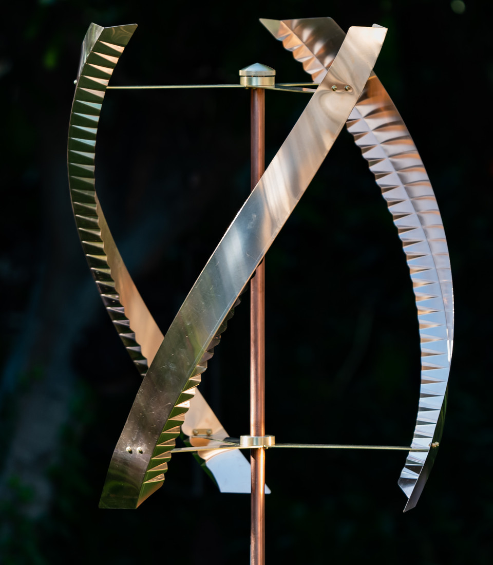 Stanwood Wind Sculpture: Kinetic Copper Triple Spinner - Standing ...