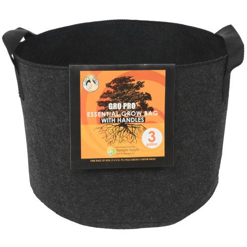 Gro Pro Fabric Pot w/Handles 3 Gal - Shore Grow