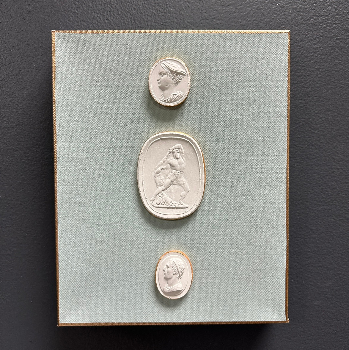 Gold Leaf Trimmed Intaglios - 8x10 Canvas - Turquoise - The Silver Oyster