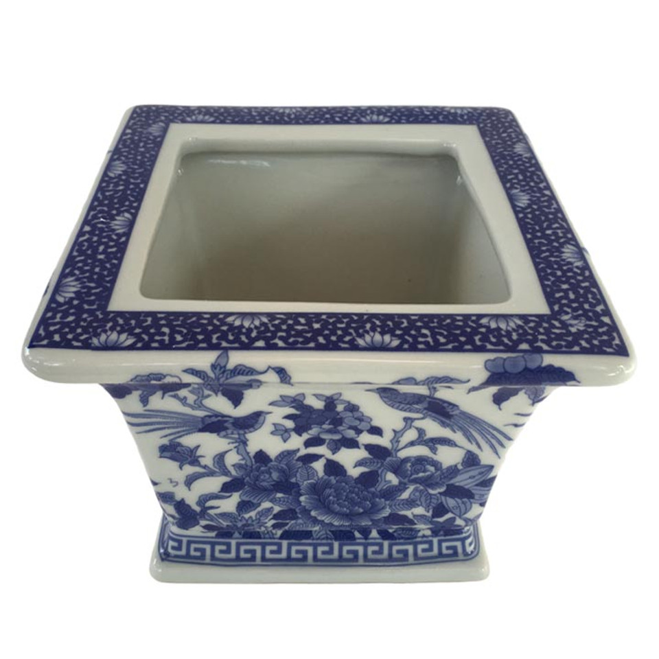 Blue & White Porcelain Bird Cachepot - The Silver Oyster