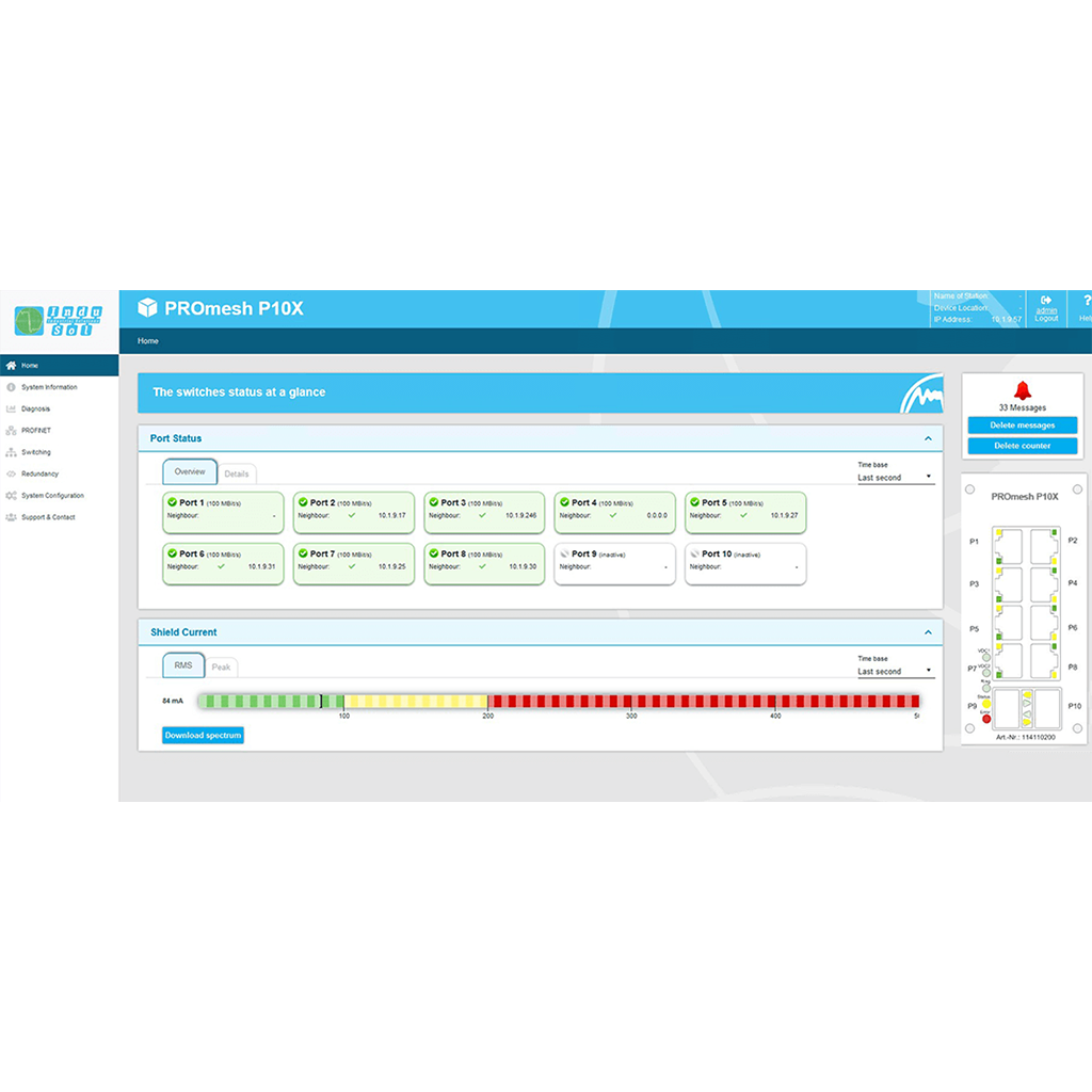 Ethernet/PROFINET 10 Port Managed IP67 Switch with Online Cable ...