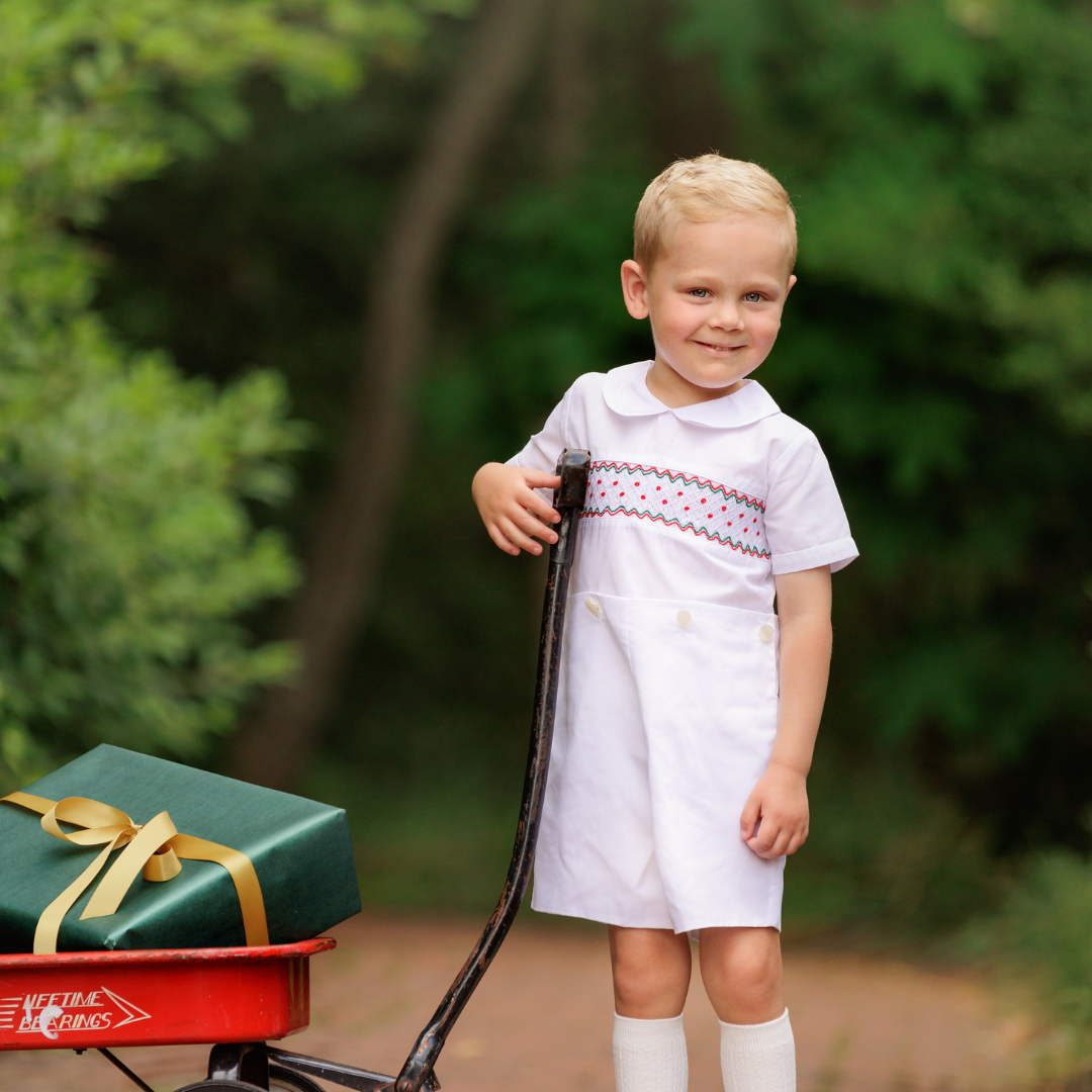 Boys Christmas Wave Smocked Bobby Suit | Feltman Brothers