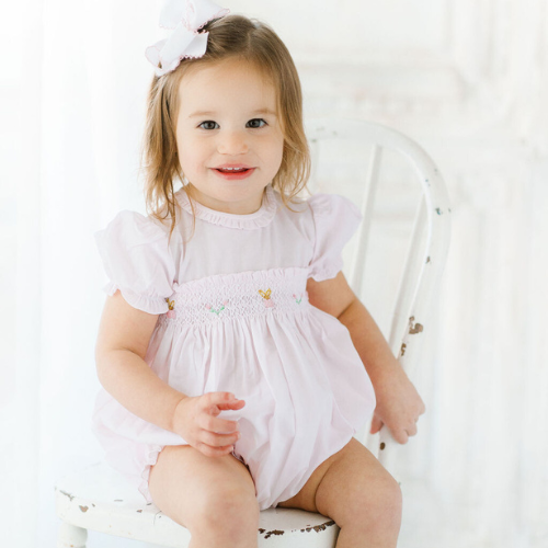 Girls Easter Bunny Smocked Romper | Feltman Brothers