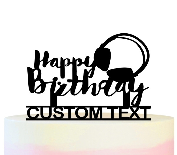 TC0251 Happy Birthday Headphone Party Wedding Birthday Acrylic Cake ...