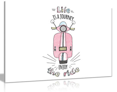Pink Scooter Life Quote Canvas - Panther Print