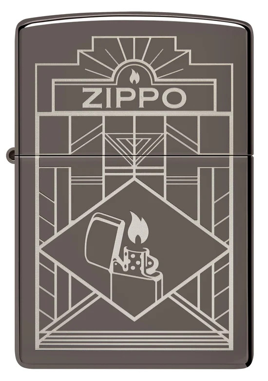 Art Deco Design Black Ice Zippo Lighter - Zippo Lounge