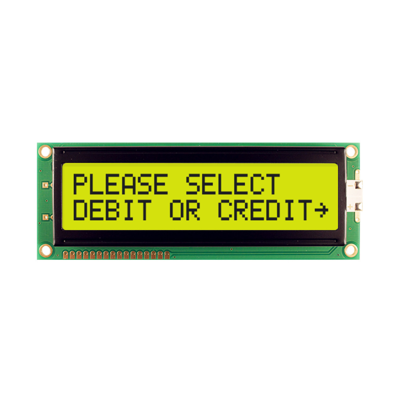 2x16 Character Lcd Stn Gray Display Sz With Yellowgreen Backlight