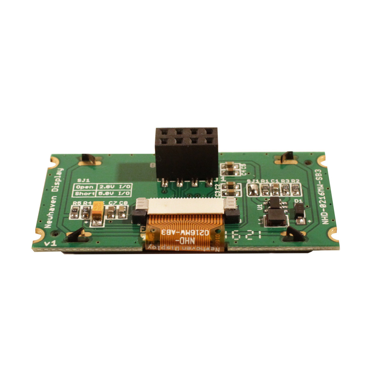 Blue 16x2 Character Modular OLED with SPI + Pin Header