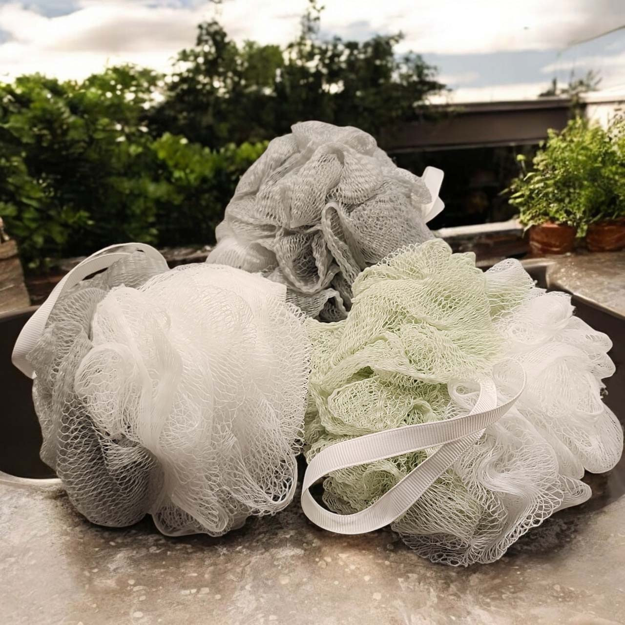 Large Mesh Puff - Dual Texture Shower Pouf