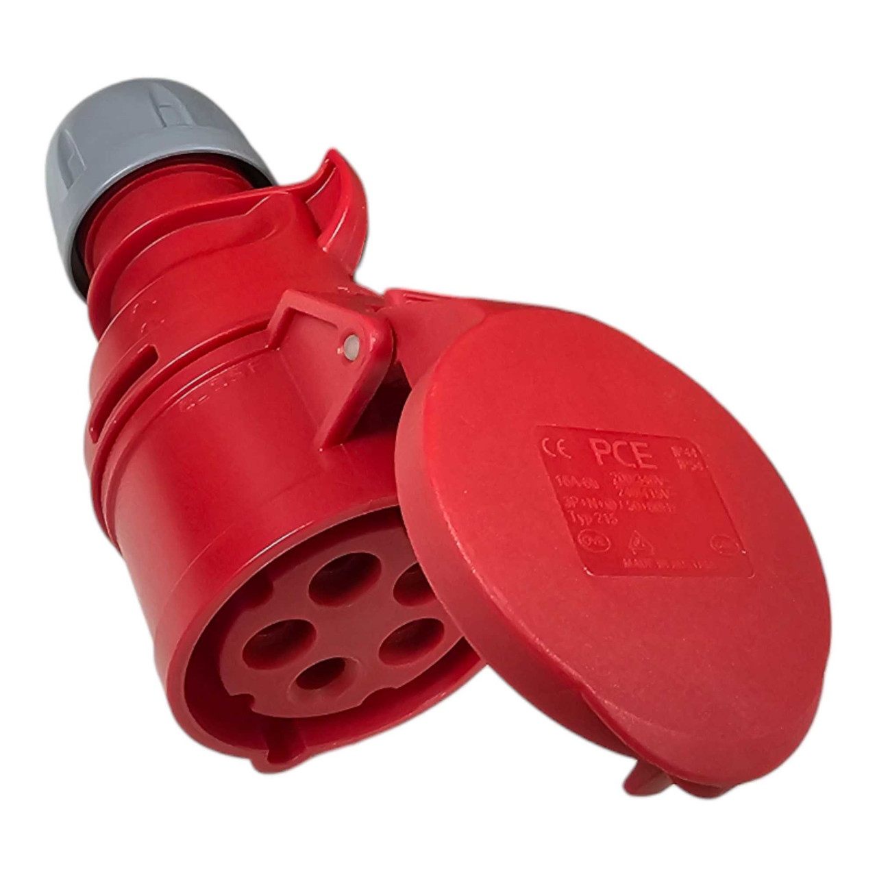 CEE IP44 3-Phase 400V 16A Socket Connector Red - PCE 215-6