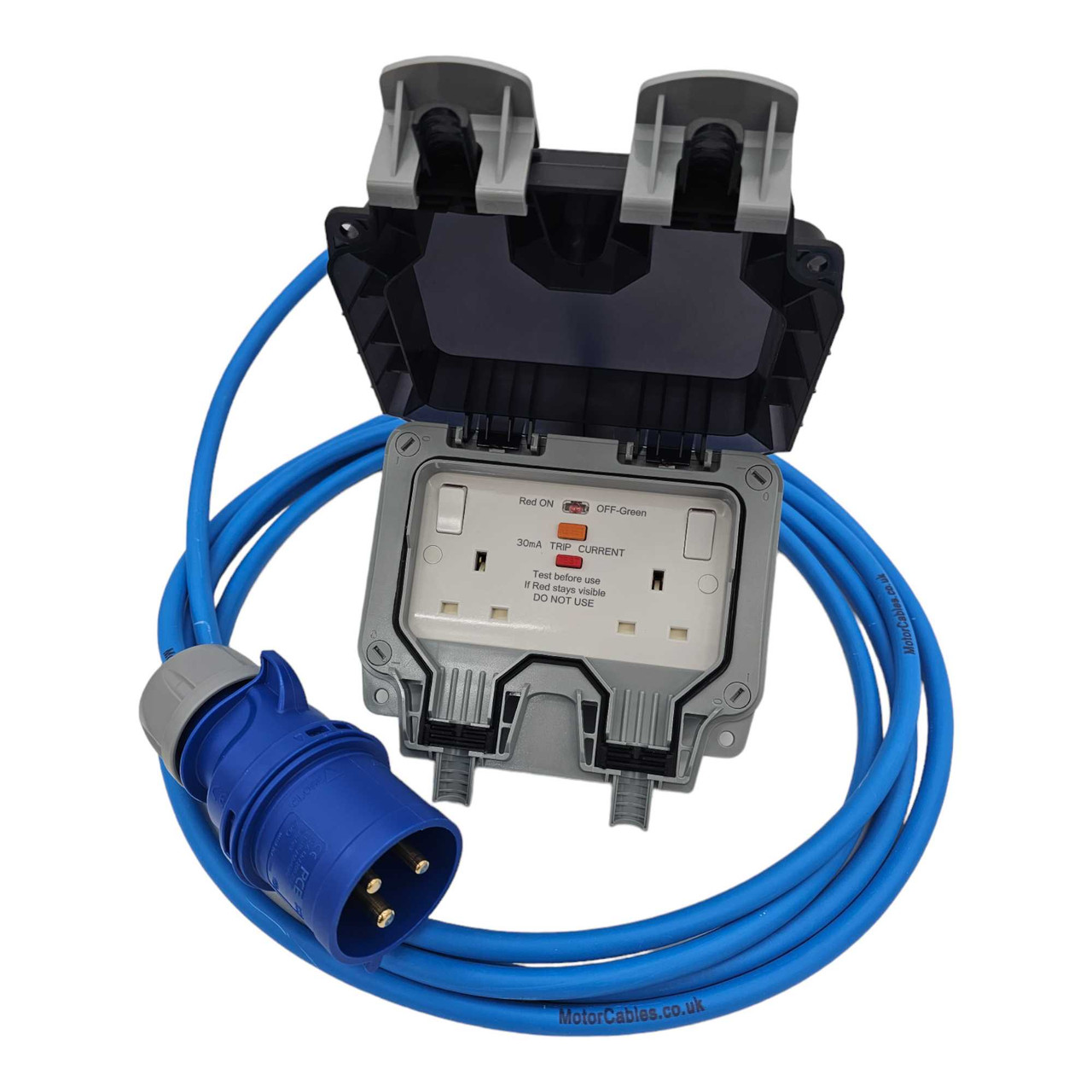 HDIUK 16A to Twin RCD Socket Extension Lead