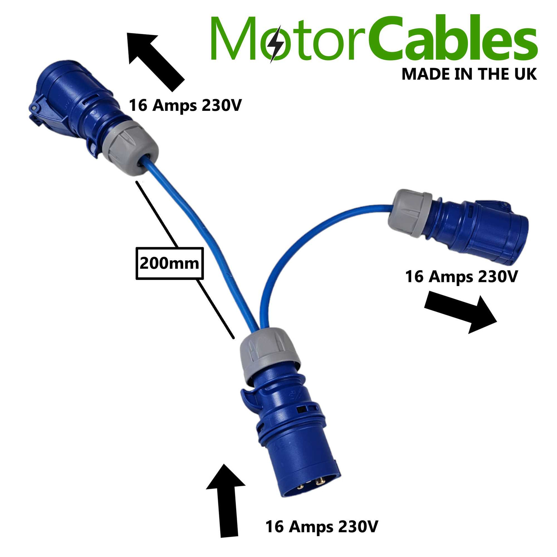 Spider-Fly 32 Amp 3-Phase Plug to 16 Amp Sockets Splitter | 3-Way ...