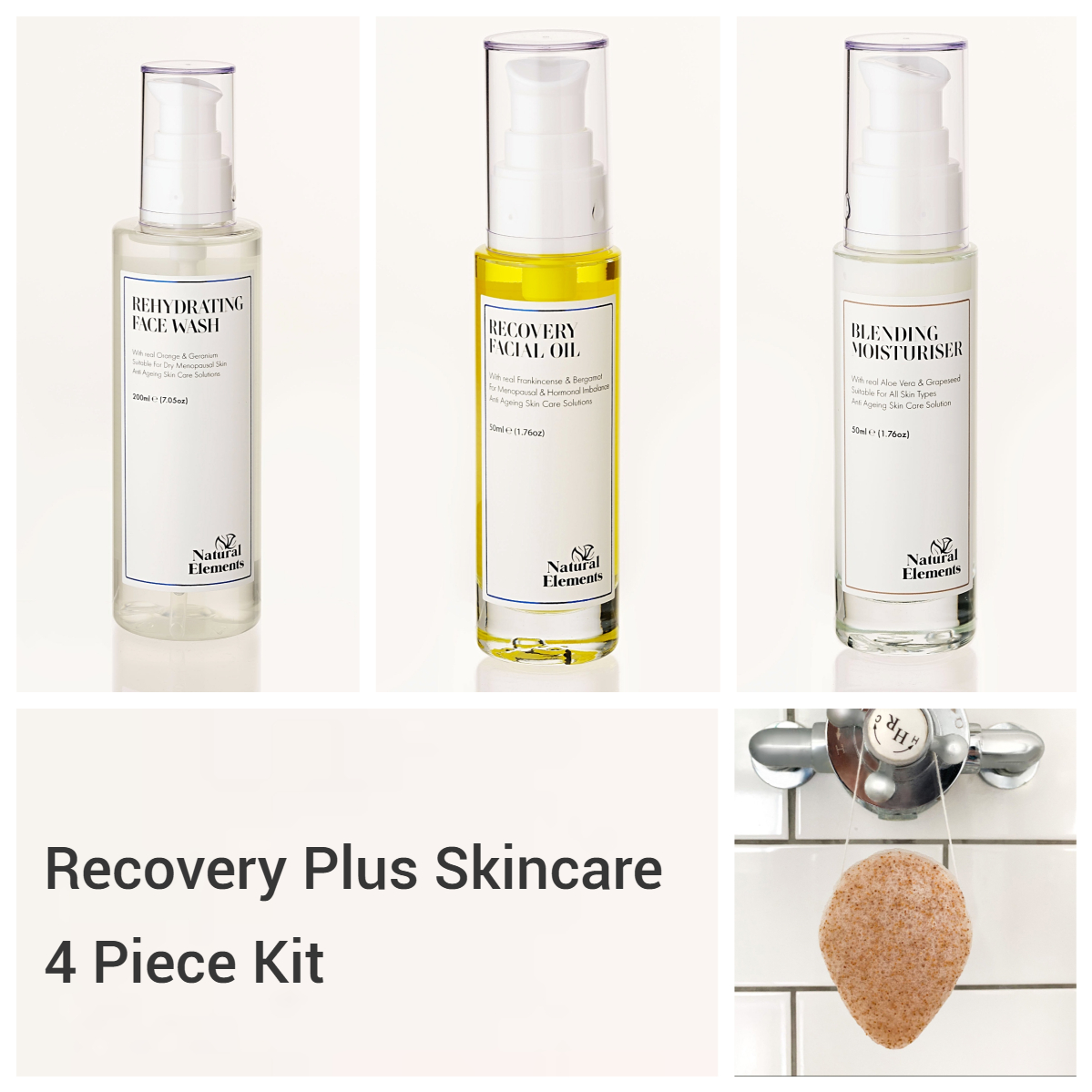 Dry Skin / Menopause Wow Kit with Recovery oil/Face wash/sponge ...