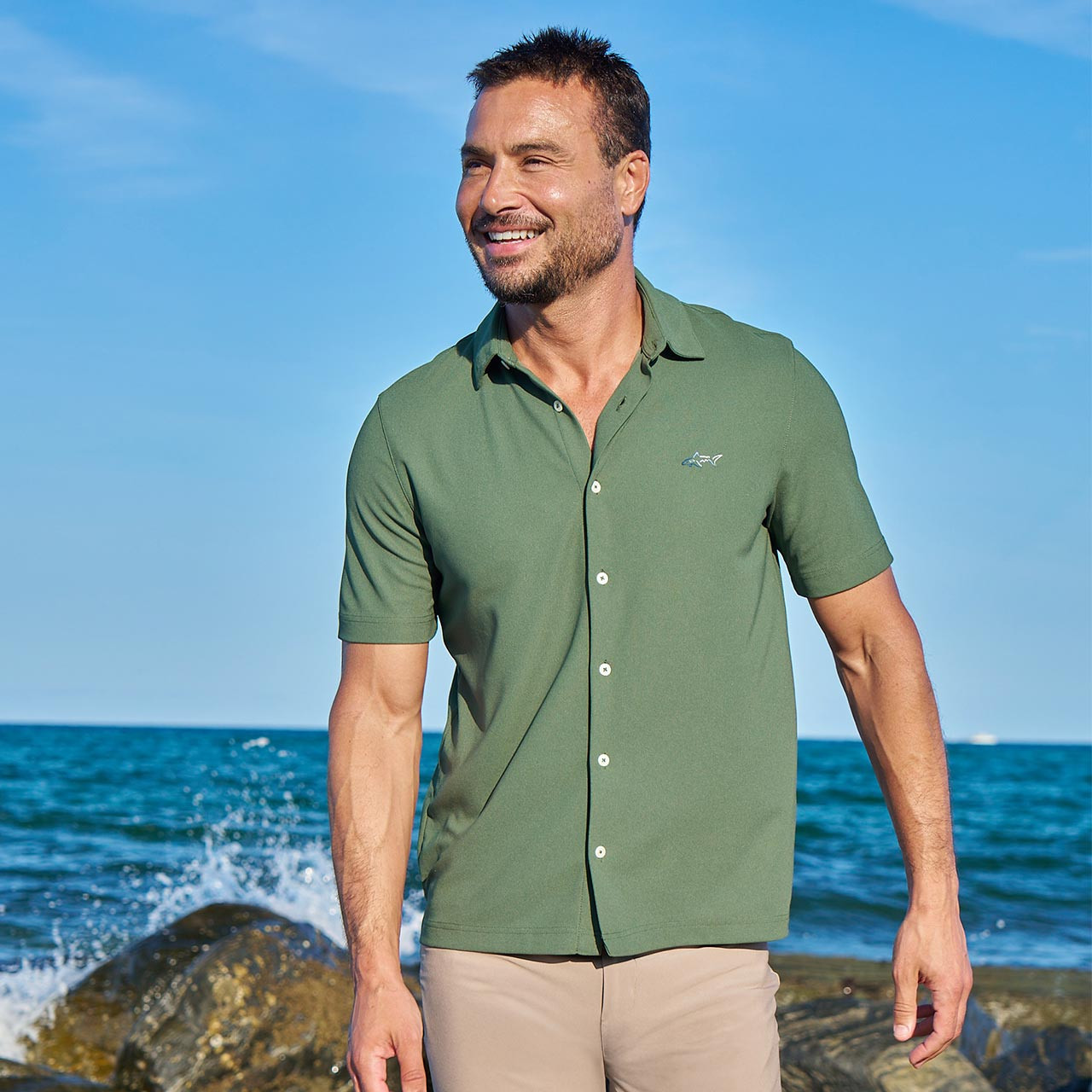 Full Button Pique Polo - Greg Norman Collection