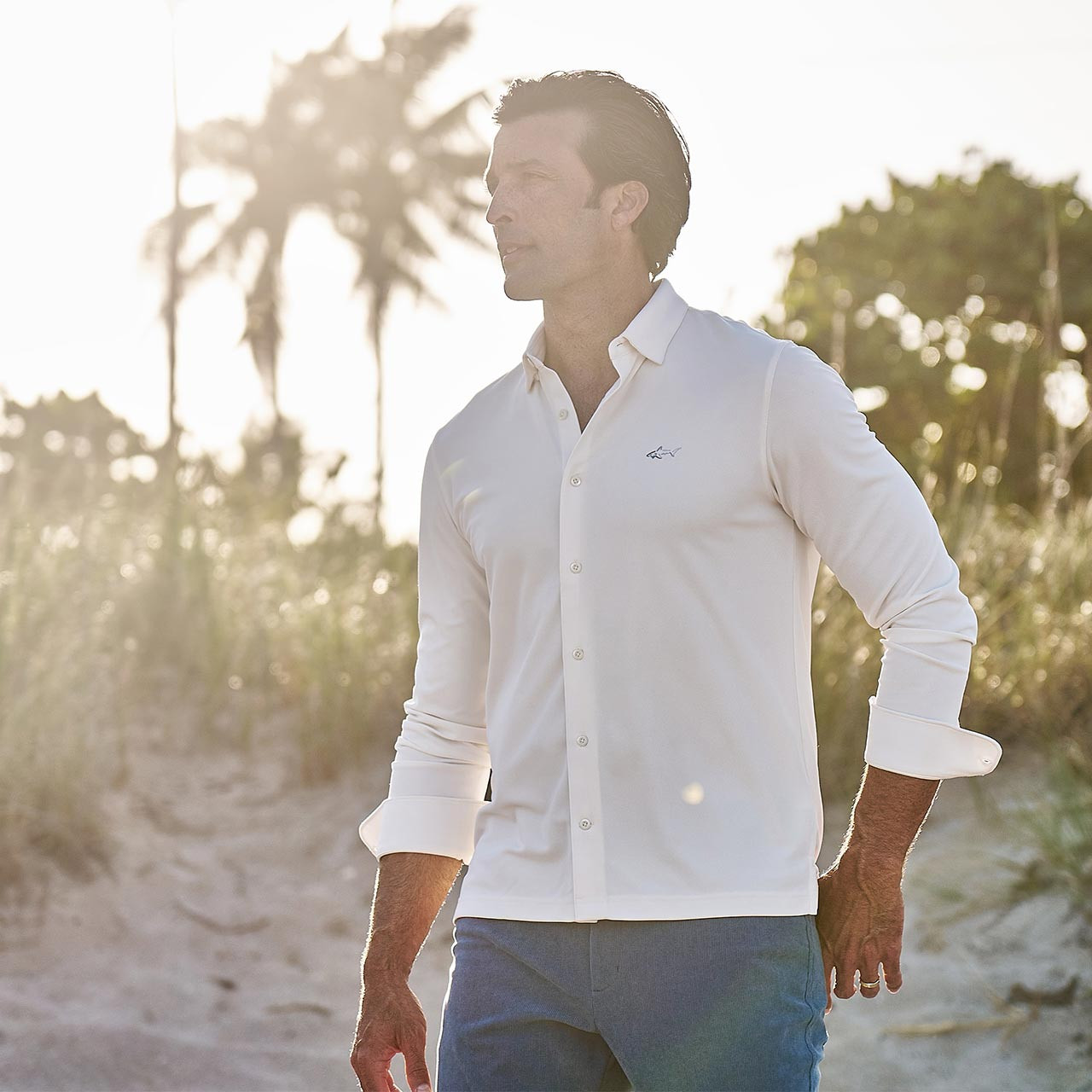 Long Sleeve Full Button Pique Polo