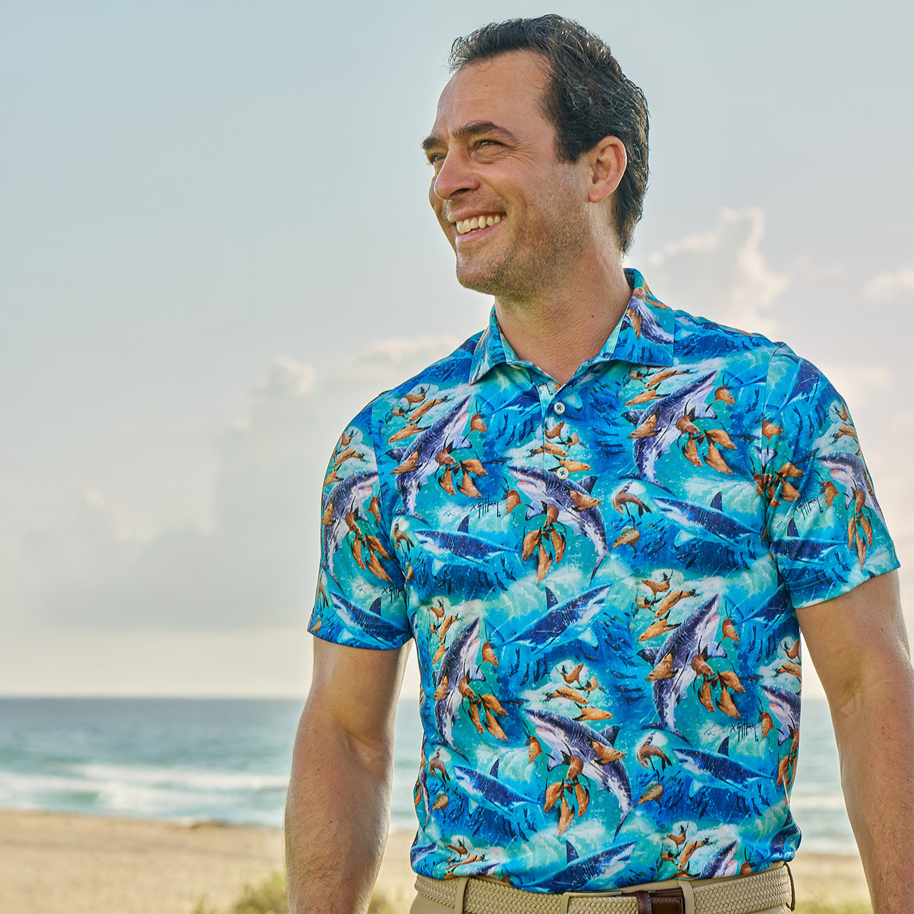 Shark Kingdom Guy Harvey Polo - Greg Norman Collection