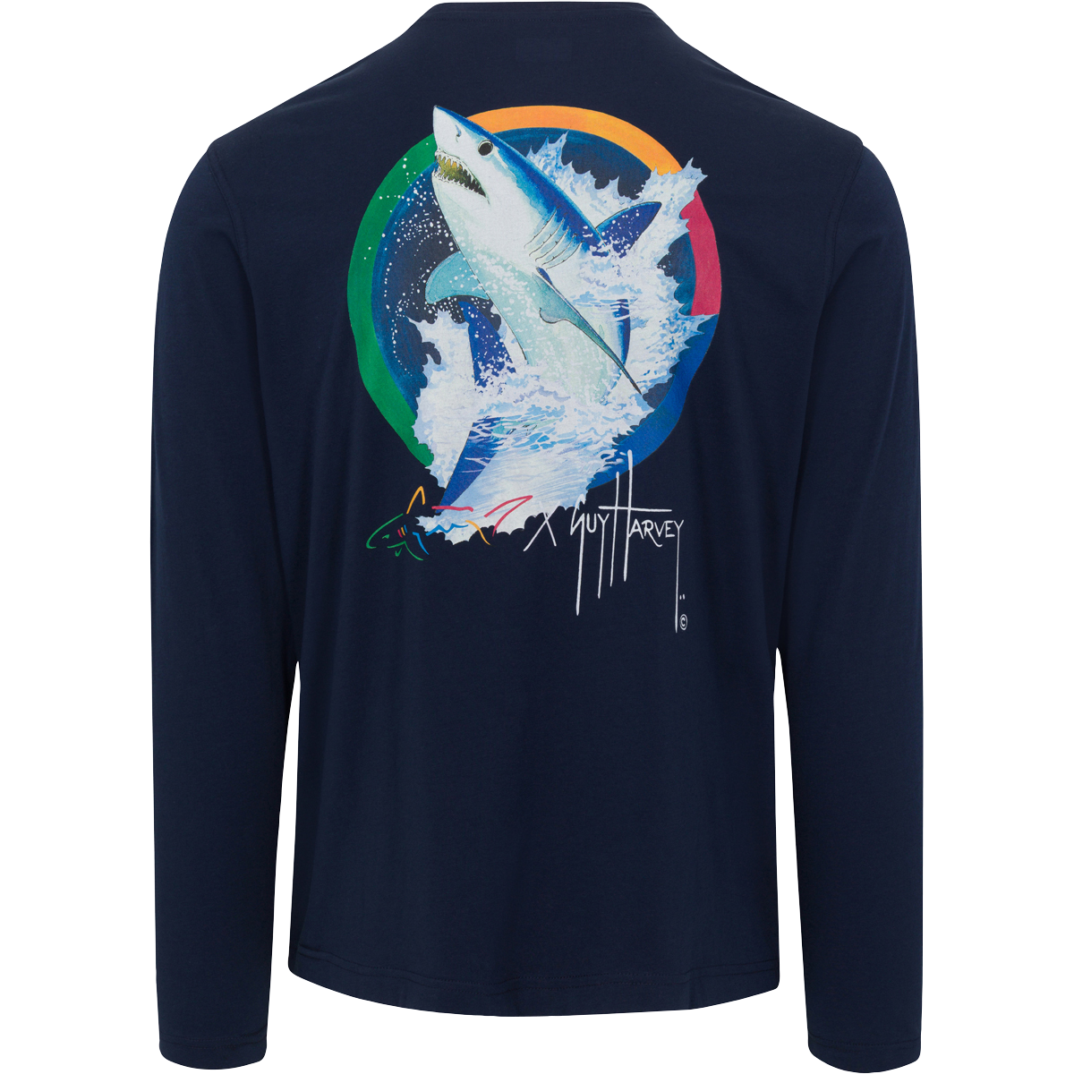 Shark Logo Lockup Guy Harvey Long Sleeve Tee - Greg Norman Collection