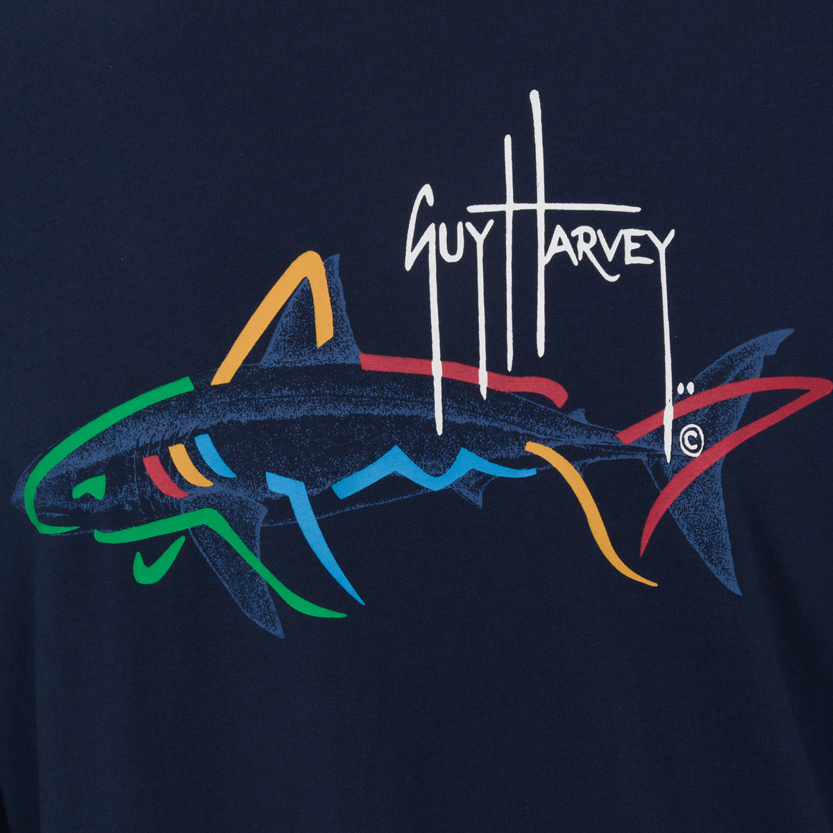 Shark Logo Lockup Guy Harvey Long Sleeve Tee - Greg Norman Collection