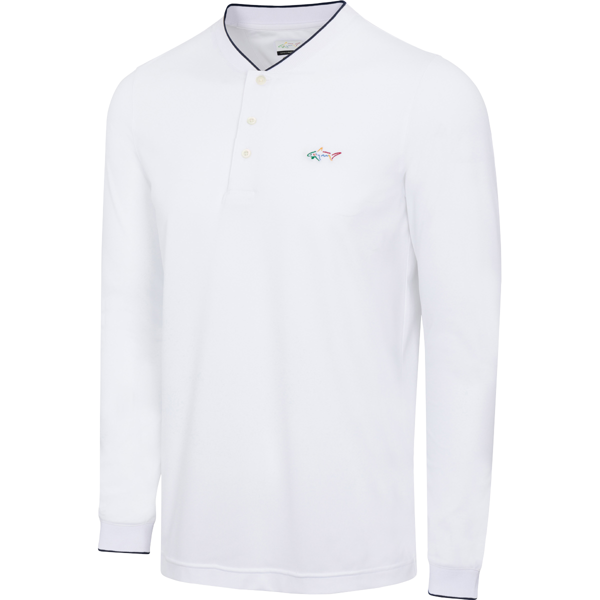 Long Sleeve Baseball Collar Pique Shark Polo - Greg Norman Collection