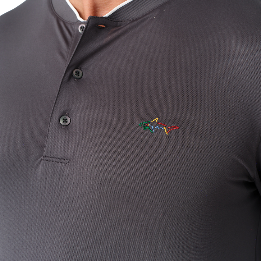 Long Sleeve Baseball Collar Pique Shark Polo - Greg Norman Collection