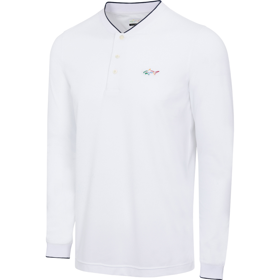 Long Sleeve Baseball Collar Pique Shark Polo - Greg Norman Collection