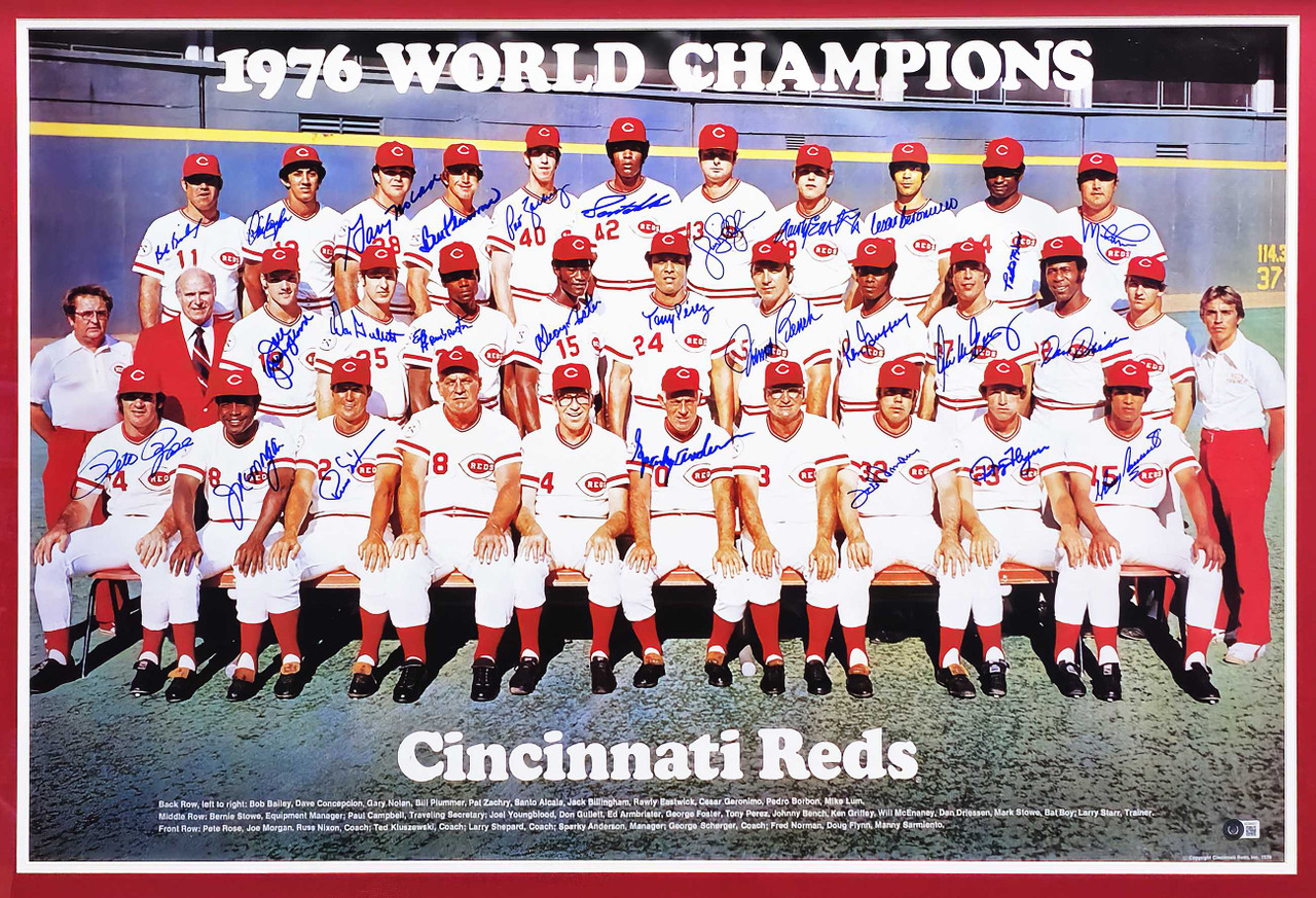 1976 Cincinnati Reds Big Red Machine Team Autographed Framed Poster ...